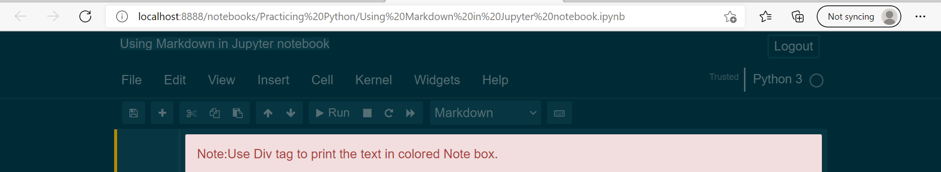 Markdown cell in Jupyter Notebook - Sri Tech Studio