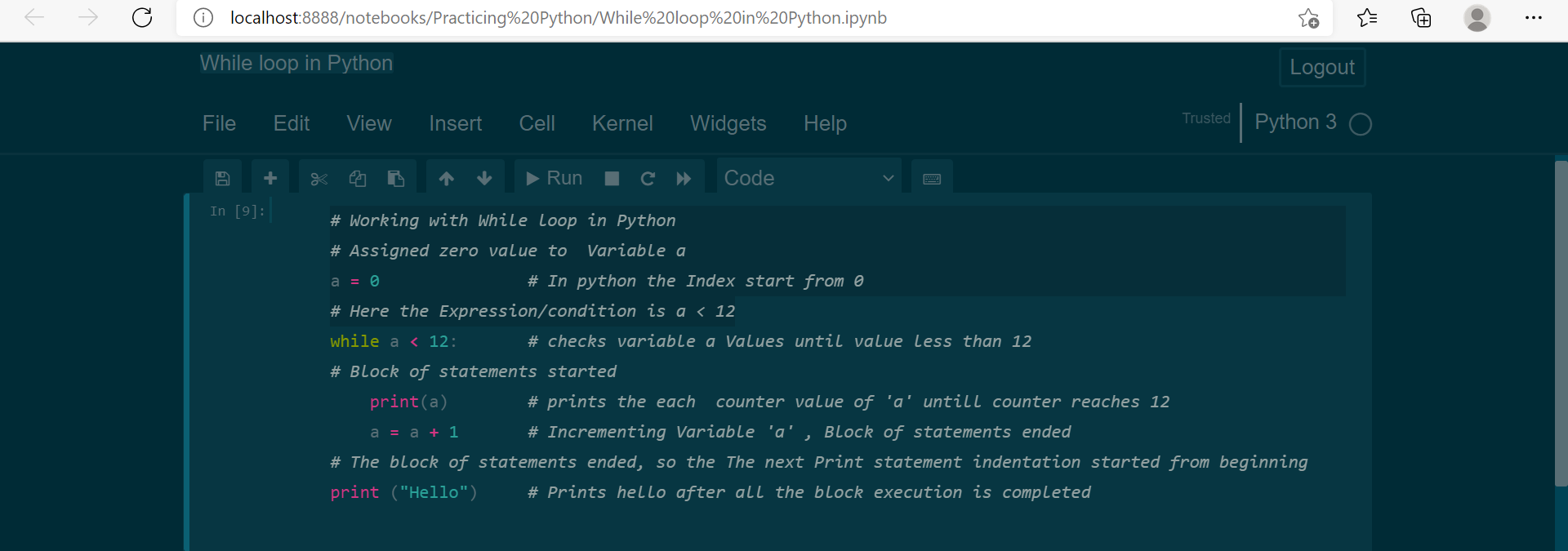Working with While Loop in Python